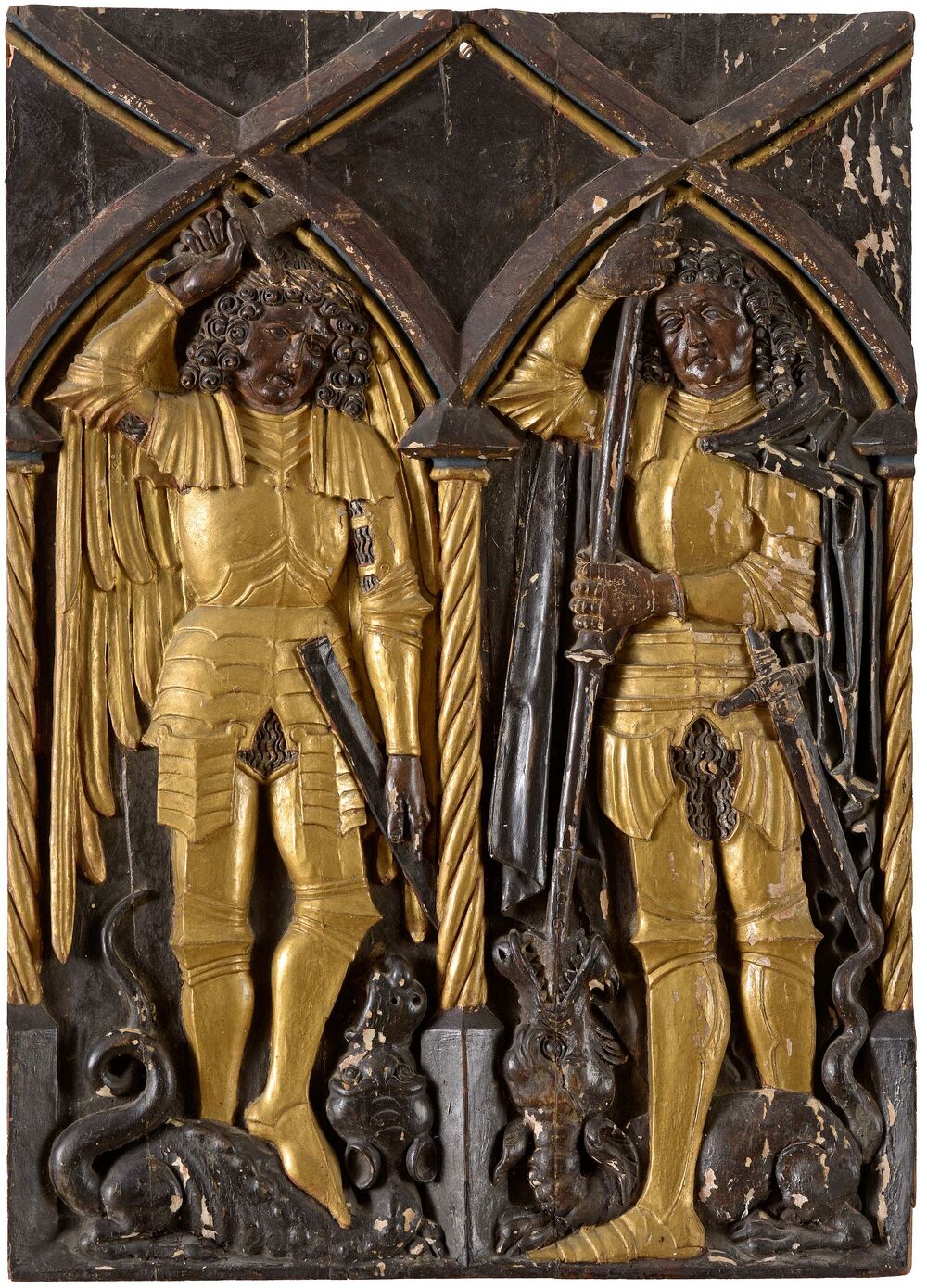 Gothic relief of St. George, the dragon slayer | Van de Ven Antiques