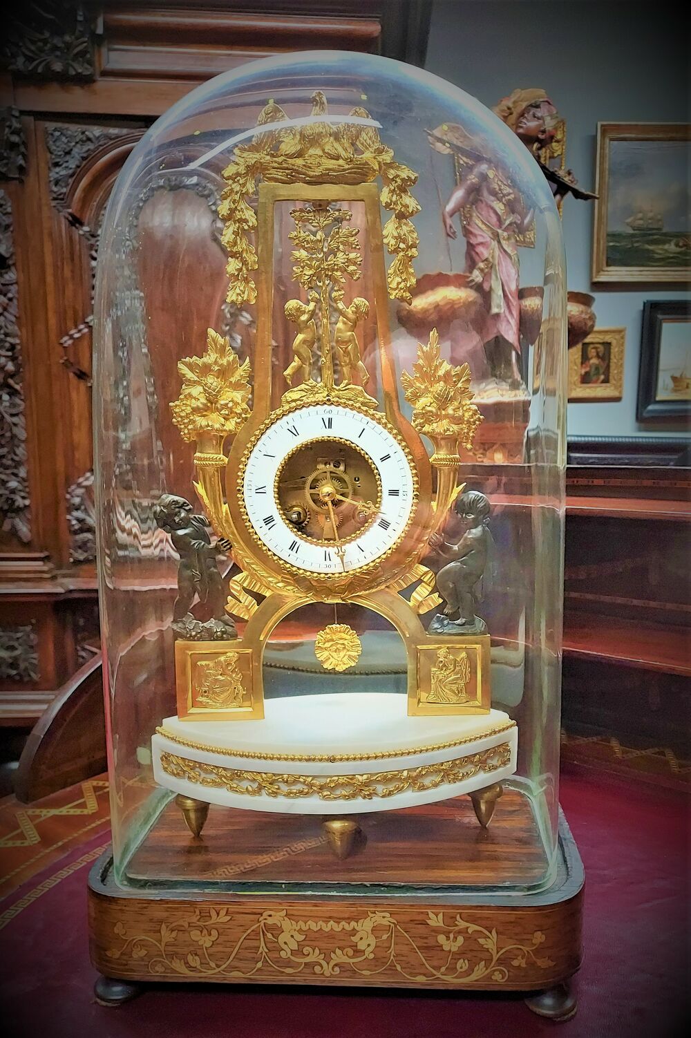 Pendulum under bell jar 18th century Van de Ven Antiques